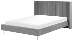 Sametová postel 160 x 200 cm šedá VILLETTE Beliani