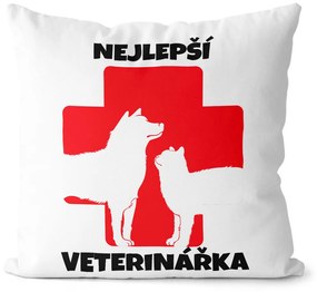 Polštář Nejlepší veterinářka – kříž (Velikost: 40 x 40 cm)