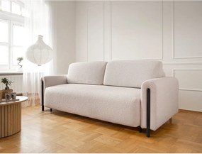 Béžová/krémová rozkládací/s úložným prostorem pohovka z textilie bouclé 244 cm Arcadova – ELTAP