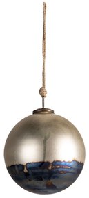 Stříbrno zlato hnědá skleněná vánoční koule - Ø 17*17 cm