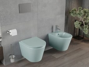 Mexen Rico WC mísa Rimless se zpomalovací duroplastovou deskou slim, světle zelená matná - 30724048