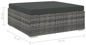 vidaXL Marketos Dílčí podnožka s poduškou 1 ks polyratan šedá