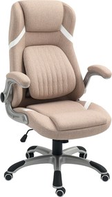 Ergonomická kancelářská židle Vinsetto s sklápěcími područe a opěrkou hlavy, otočná pracovní židle s bederní oporou, nastavitelná výška a houpací funk