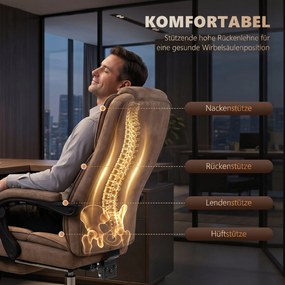 Kancelářská židle Vinsetto s vibrační masáží — ergonomická polohovatelná židle k psacímu stolu s vyhřívanou bederní opěrkou, výškově nastavitelná, ot…