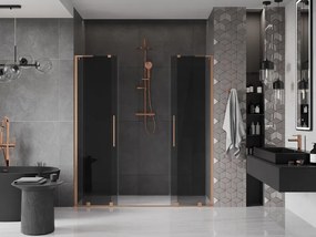 Mexen Velar L Duo, posuvné sprchové dveře do otvoru 200 cm, 8mm šedé sklo, měděná matná, 871-200-003-42-65