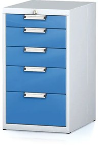 Alfa 3 Dílenský zásuvkový box na nářadí MECHANIC, 5 zásuvek, 480 x 600 x 840 mm, modré dveře