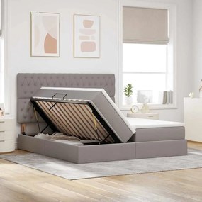 Postel s úložným prostorem s čelo Taupe 200 x 200 cm Textil 3372218