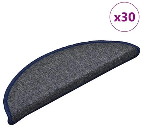 Schodové rohože 30 ks 56 x 17 x 3 cm tmavě šedé a modré, půlkulaté 3365743