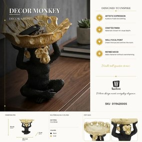Dekorativní soška Monkey černo-žlatá