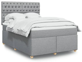 Box spring postel s matrací světle šedá 140 x 190 cm textil