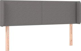 Čelo postele s LED tmavě šedé 147 x 16 x 78/88 cm textil 3122955
