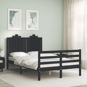 Rám postele s čelem černý 120 x 200 cm masivní dřevo,  3194180 HangarStore.cz