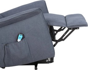 TV křeslo ušák RELIA s elektrickým polohováním — látka, šedá, nosnost 130 kg