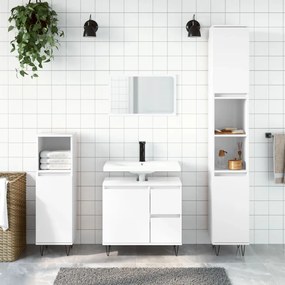 3dílný set koupelnového nábytku lesklý bílý kompozitní dřevo,  3190223
