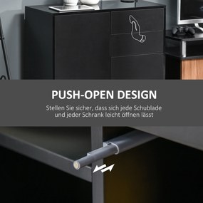 HOMCOM příborník černý s 2 zásuvkami a 2 dvířky proti naklonění do obývacího pokoje ložnice 117x36x74cm | Aosom.de