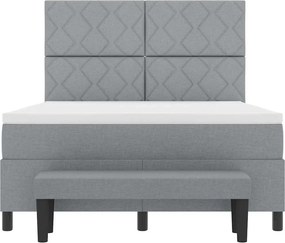 Postel s boxspringem s čelo Světle šedá 160 x 200 cm textil 3344156