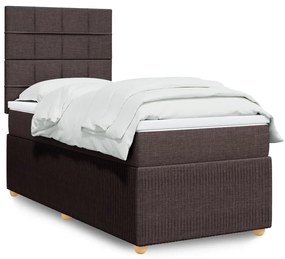 Box spring postel s matrací tmavě hnědá 90x190 cm textil