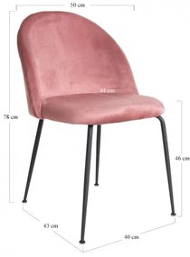 Set 2ks jídelních židlí GENEVE + stůl BOLZANO ø90x105cm,růžová, mosaz House Nordic SET1001250