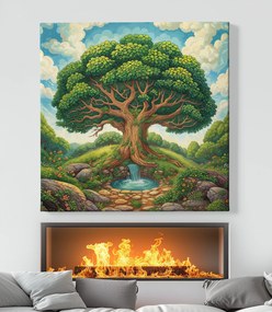 Obraz na plátně - Strom života Kouzelná studánka FeelHappy.cz Velikost obrazu: 100 x 100 cm