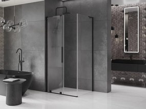Mexen Velar L, sprchový kout s posuvnými dveřmi 90 x 85 cm, 8mm čiré sklo, černá matná, 871-090-085-03-70