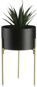 KOVOVÝ KVĚTINÁČ SE STOJÁNEM LOFT 20X13 CM ČERNÁ/ZLATÁ