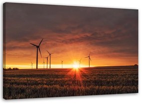 Obraz na plátně Západ větrných mlýnů - 90x60 cm