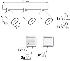 Bodové svítidlo MARIBEL 3xGU10/10W/230V bílá