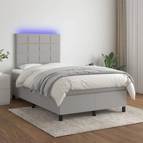 Box spring postel s matrací a LED světle šedá 120x200 cm textil 3134861