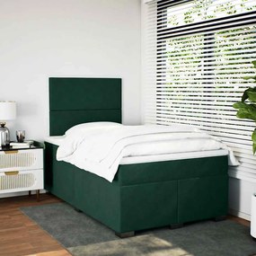 Box spring postel s matrací tmavě zelená 120x190 cm samet 3293155