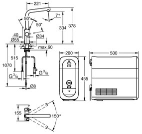 GROHE 31454001 - Dřezová baterie BLUE HOME L-výpusť lesklý chrom