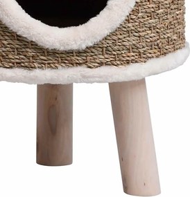 Kočičí domeček s dřevěnými nohami 41 cm mořská tráva 170970