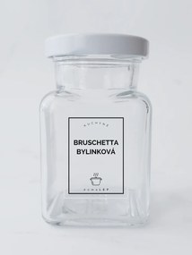 Samolepka na kořenky BRUSCHETTA BYLINKOVÁ průhledná 3 × 4 cm tučné písmo