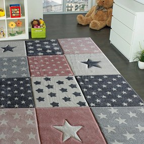 BE Dětský koberec Smart Kids 40217 Rose GREY - šedý obdélníkový, kostky Rozměr: 120x180 cm