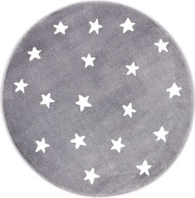Dětský kulatý koberec Agnella Soft Hvězdy šedý Rozměr: průměr 80 cm