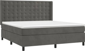 Box spring postel s matrací a LED tmavě šedá 180x200 cm samet 3139818