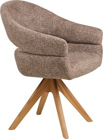 House Nordic Otočná židle DOVER hnědá s dřevěnými nohami 1001408