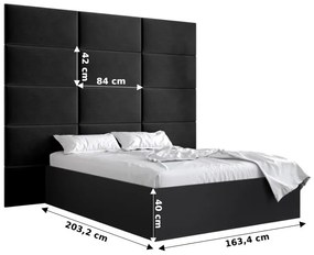 Manželská postel s čalouněným čelem 160 cm Brittany 1 (černá matná + černá) (s roštem). 1045886