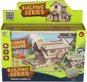TEDDIES Dřevěné 3D puzzle domeček / Stavebnice / 4 druhy / Dřevo / od