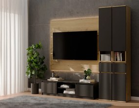 Vysoká koupelnová skříňka Lior 30 cm černá/dub Artisan