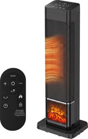 HOMCOM keramický teplovzdušný ventilátor s efektem plamene, 2000 W
