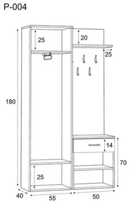 Předsíň P-004 Barva: dub votan