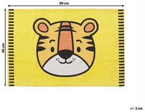 Dětský koberec s motivem tygra 60 x 90 cm žlutý RANCHI Beliani