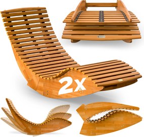 Saunové lehátko Java sada 2 ks skládací ergonomické houpačka možnost zajištění