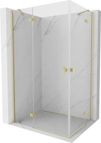 Mexen Mist-H Duo, 2-křídlý ​​výklopný sprchový kout 120 x 70 cm, čiré sklo, zlatý matný profil, 8A5-120L-070P-55-00