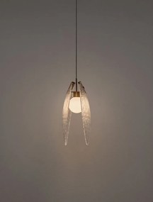 Ocelové LED závěsné svítidlo v mosazné barvě se skleněným stínidlem Shelina – Nova Luce