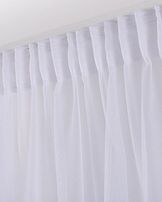 Záclona voálová jednoduchá s řasící páskou barva bílá látka poloprůhledná, pletený vzor, vzorované