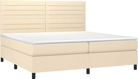 Box spring postel s matrací a LED krémová 200x200 cm textil 3134986