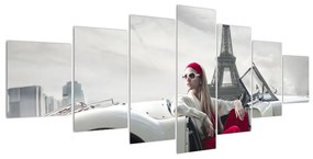 Obraz Eiffelovy věže a auta (210x100 cm)