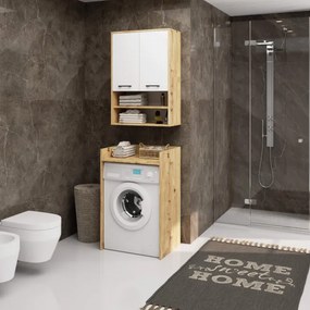 Koupelnová skříňka FIN H934 W64 2D 1P dub artisan / bílá