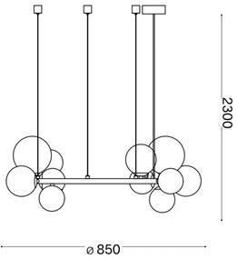 Ideal Lux - LED Lustr na lanku PERLAGE 14xG9/3W/230V pr. 85 cm černá/kouřová